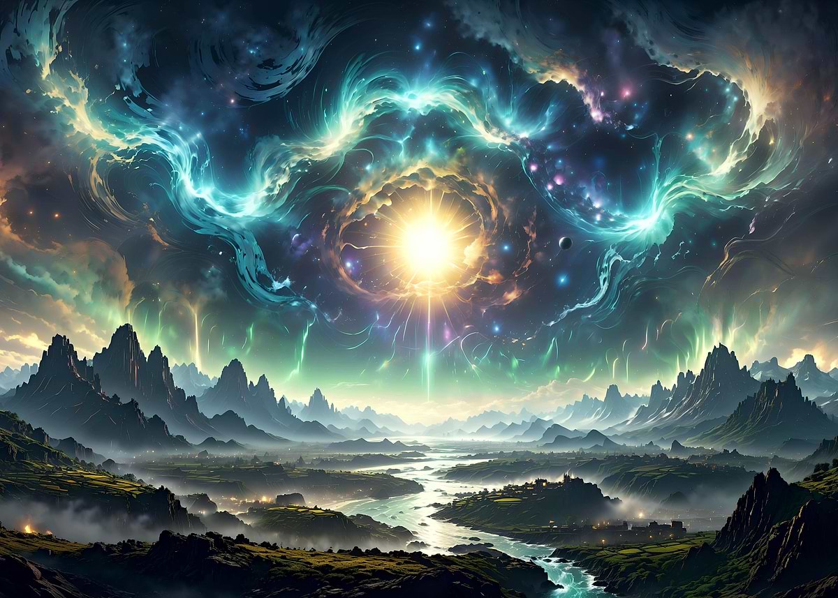 'Celestial Landscape' Poster, picture, metal print, paint by ...