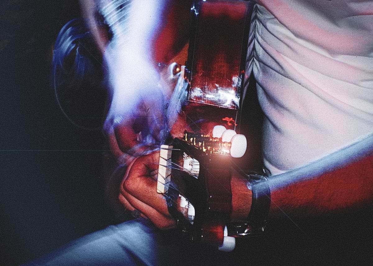 'Guitarist in Blue Light' Poster, picture, metal print, paint by Erik ...