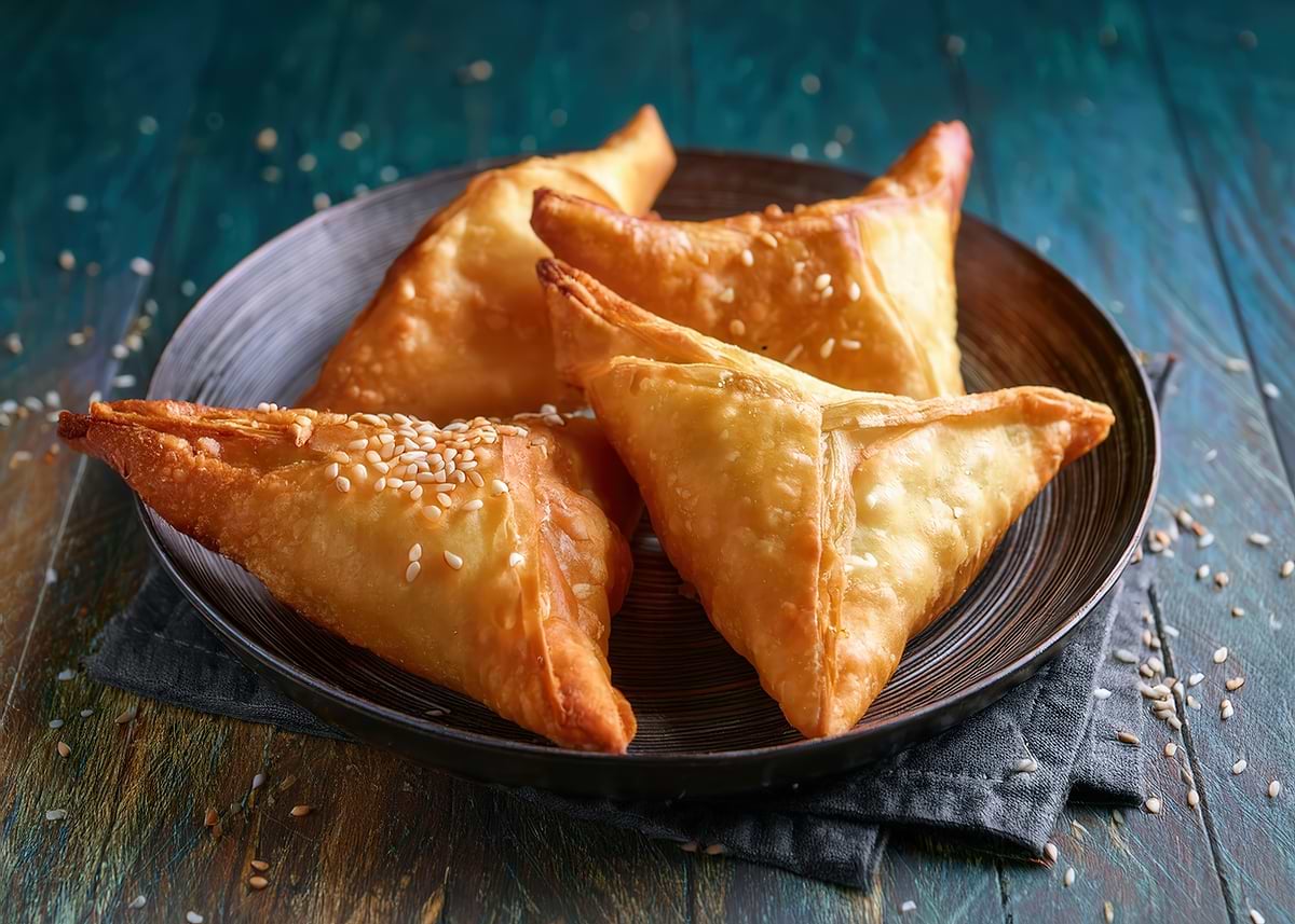 'Crispy Sesame Samosas' Poster, picture, metal print, paint by Ingrid ...