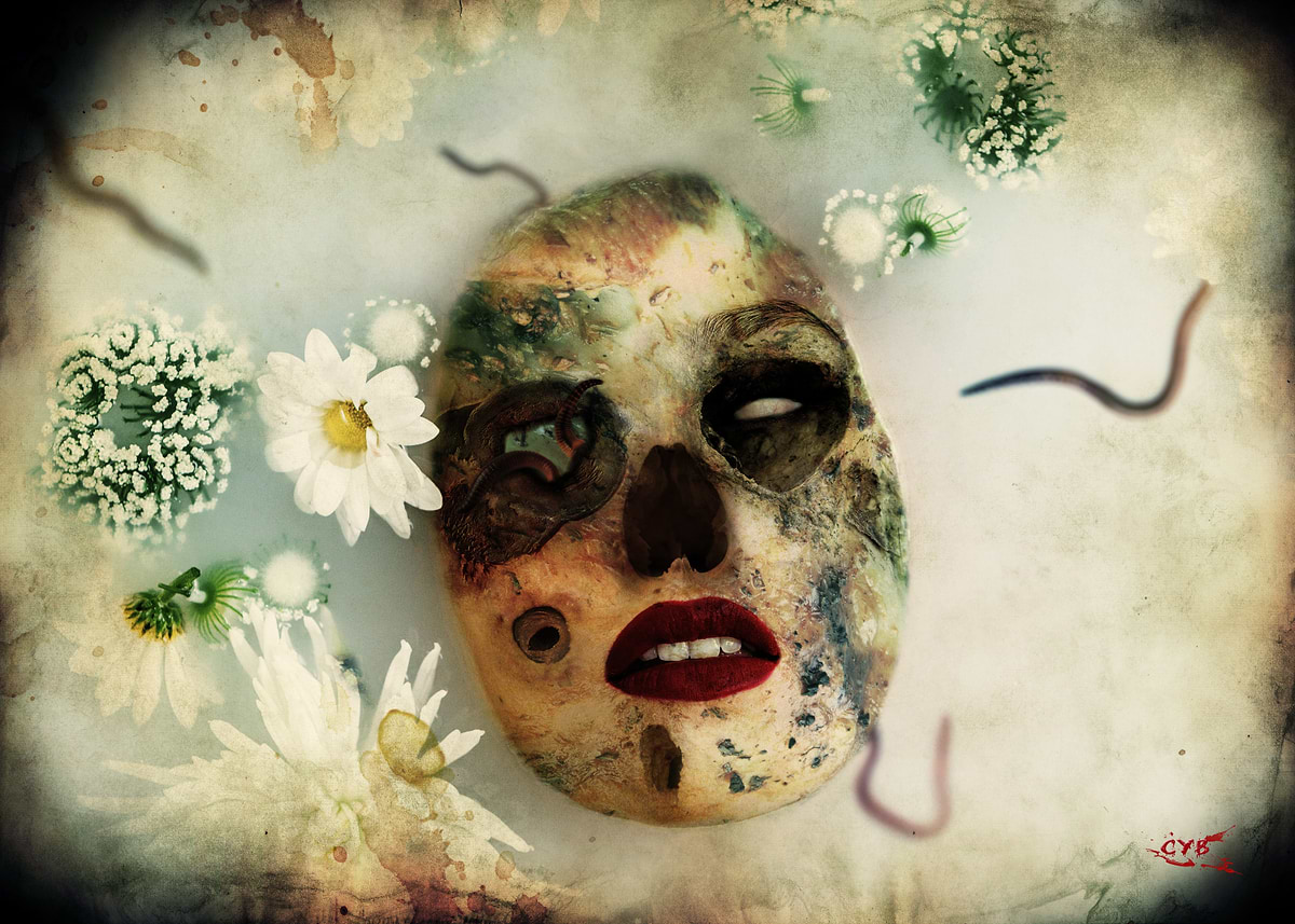 'Decaying Mask' Poster, picture, metal print, paint by AccesCyb | Displate