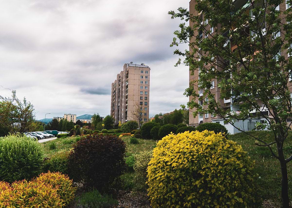'Apartment Building Landscape' Poster, picture, metal print, paint by ...
