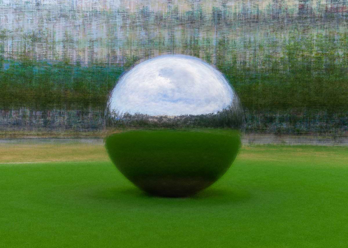'Shiny Sphere in Grass' Poster, picture, metal print, paint by ...