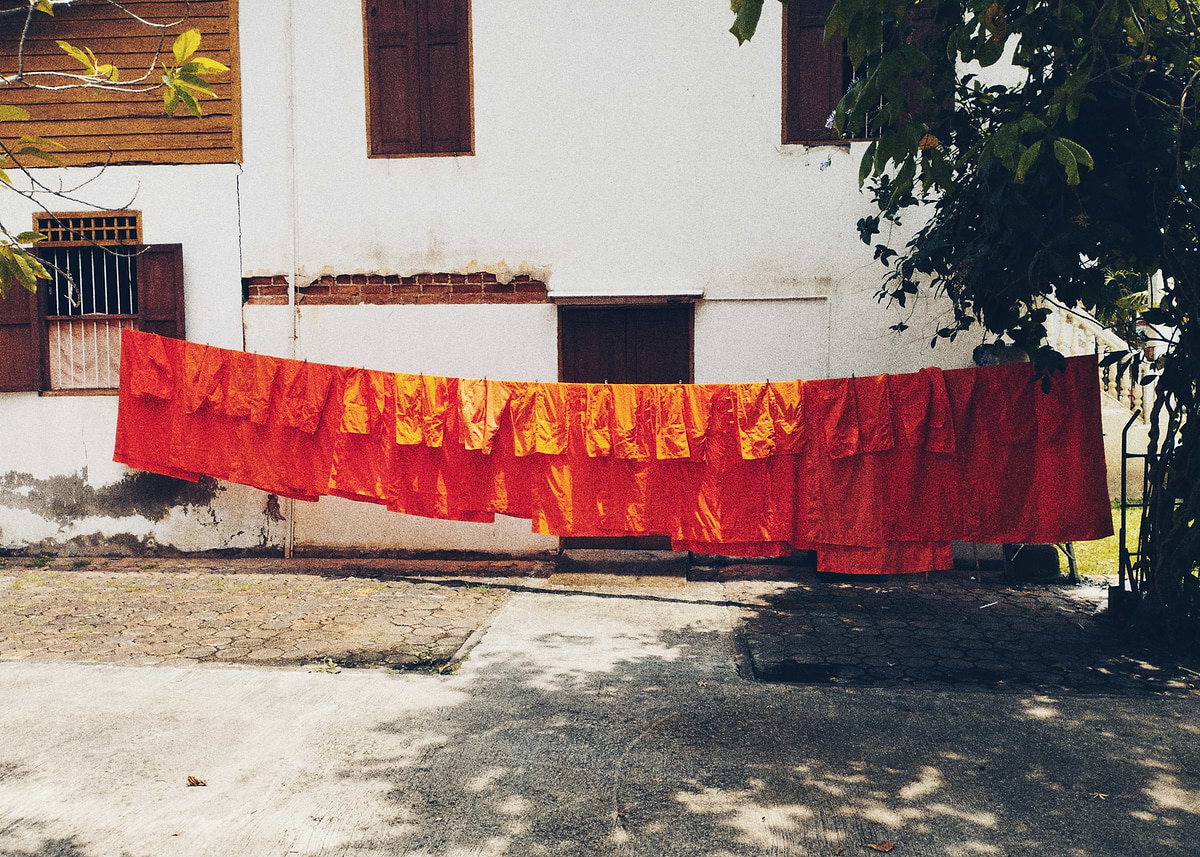 'Orange Robes Drying' Poster, picture, metal print, paint by ...