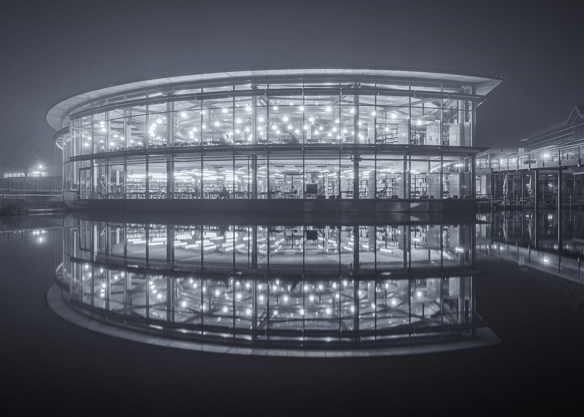 'Modern Library Reflection' Poster, picture, metal print, paint by ...