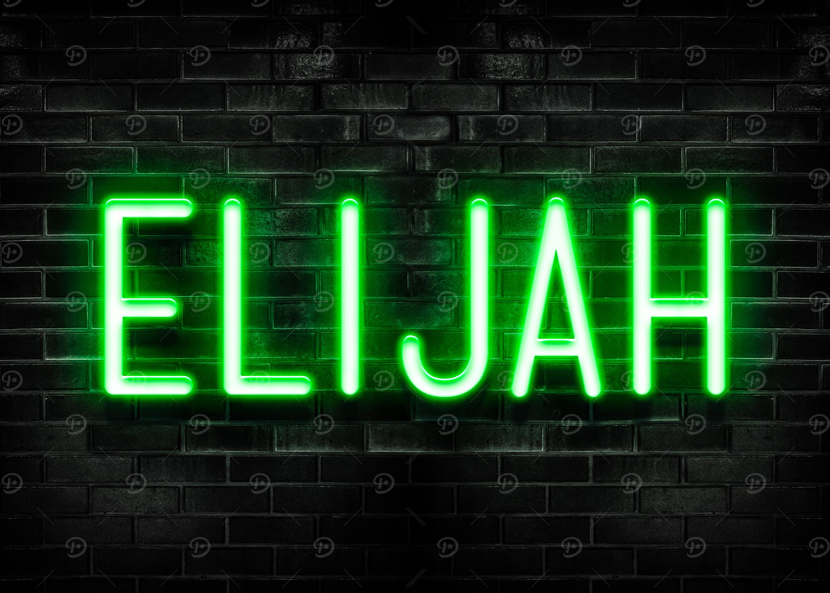 'Elijah Neon Sign on Brick Wall' Poster, picture, metal print, paint by ...