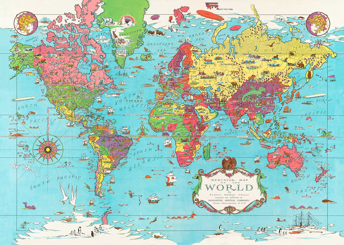 'Mercator Map of the World' Poster, picture, metal print, paint by ...