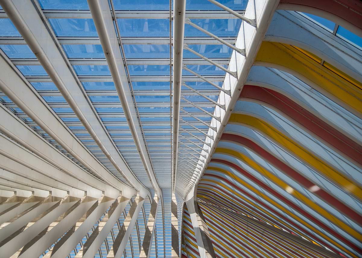 'Modern Architecture Ceiling with Colorful Beams' Poster, picture ...
