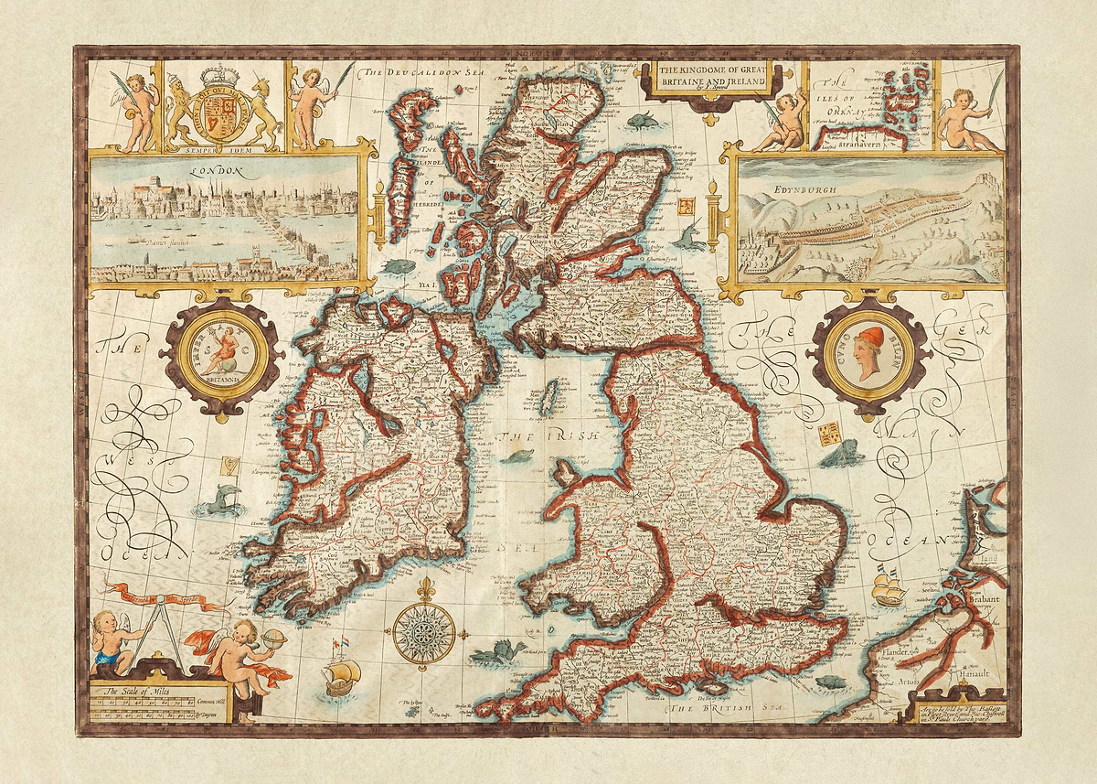 'Antique Map of British Isles' Poster, picture, metal print, paint by ...