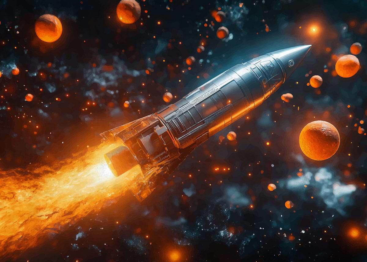 'Rocket Space Planets' Poster, picture, metal print, paint by Francine ...