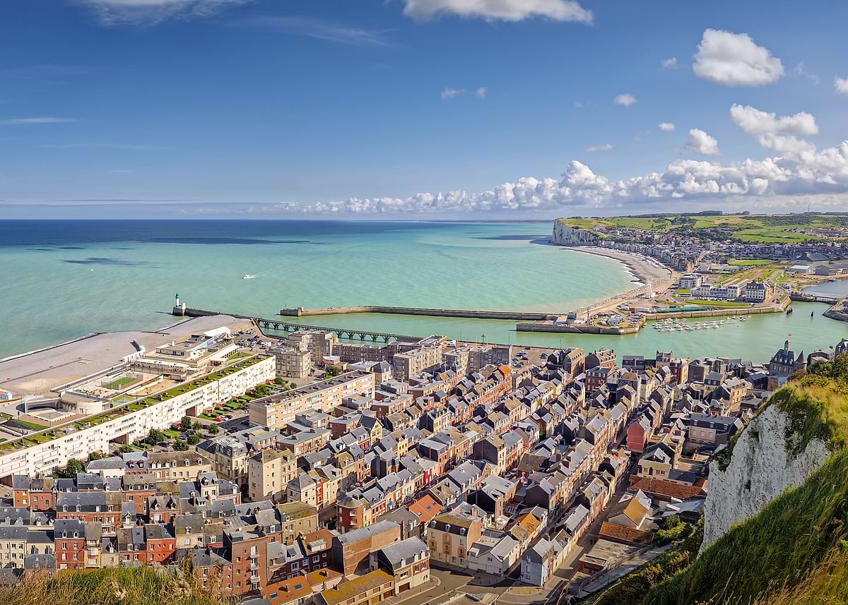 'Le Treport beach town panorama' Poster, picture, metal print, paint by ...