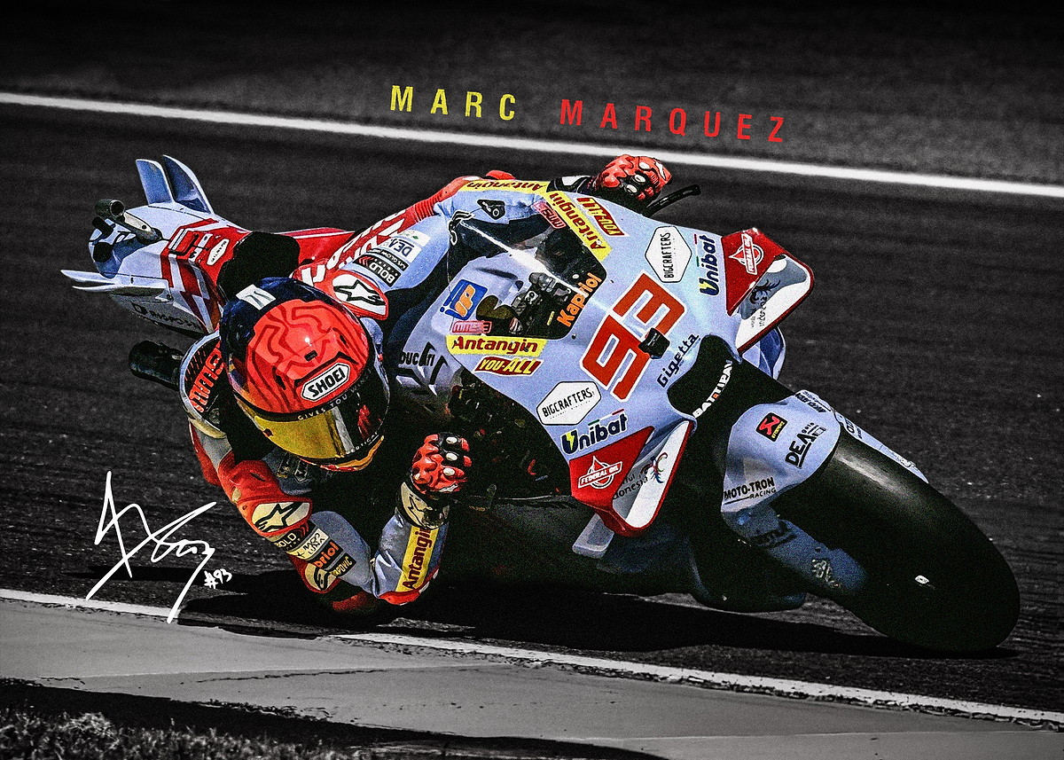 'Marc Marquez Motorcycle Racing' Poster, picture, metal print, paint by ...