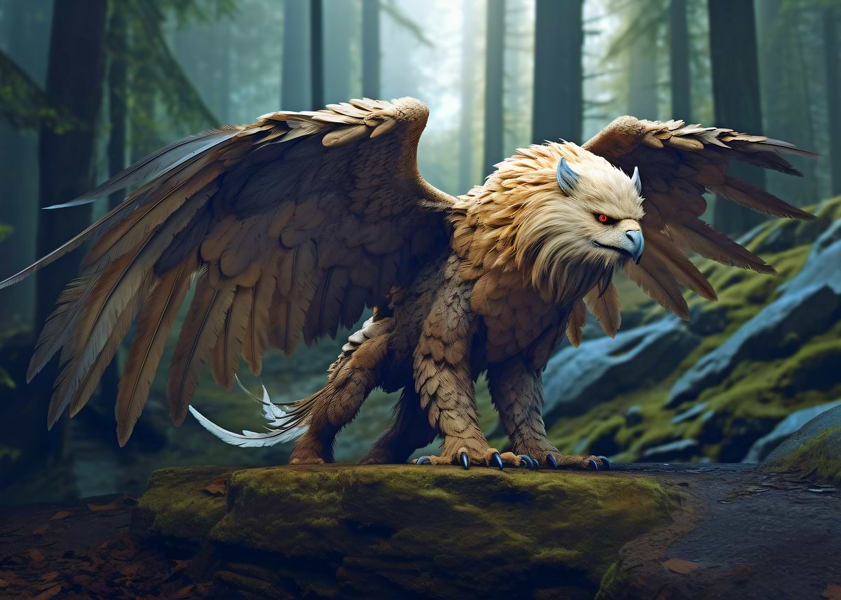 'Majestic Griffin in Forest Setting' Poster, picture, metal print ...