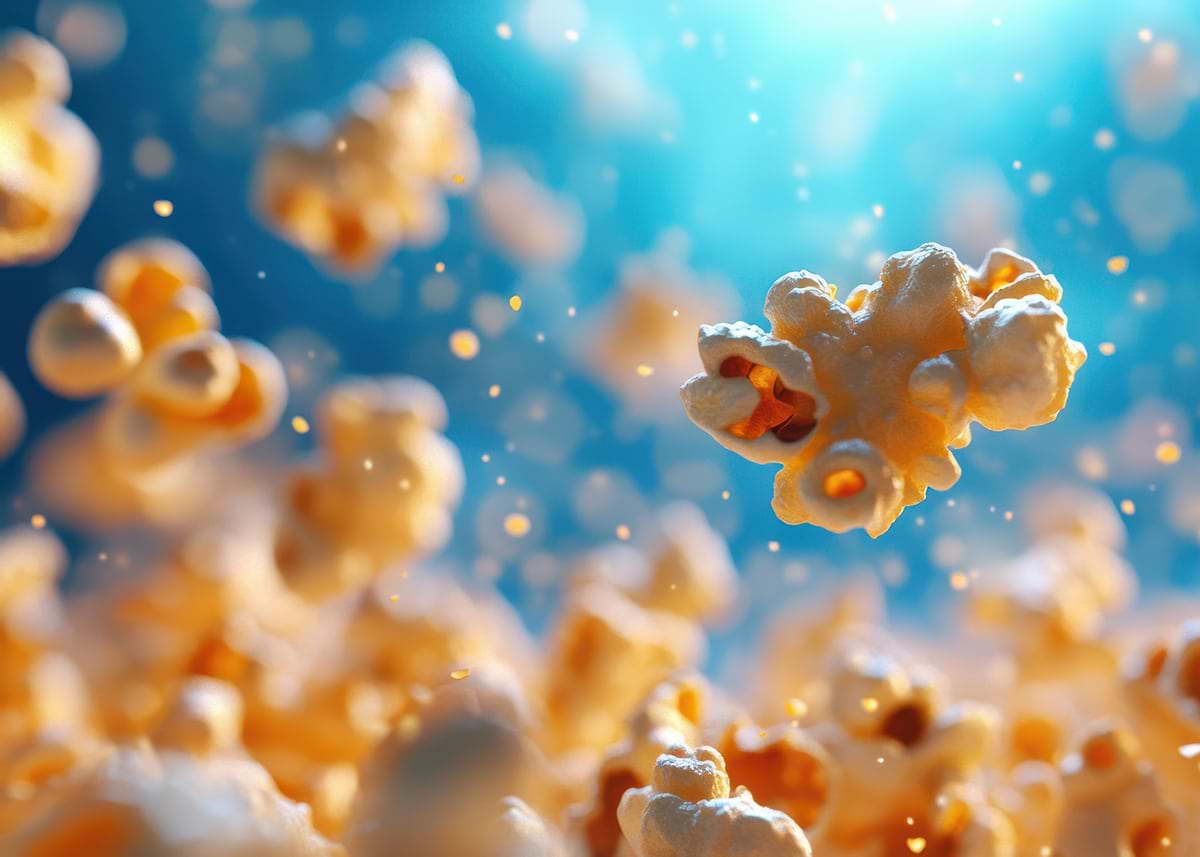 'Floating Popcorn Delight' Poster, picture, metal print, paint by ...