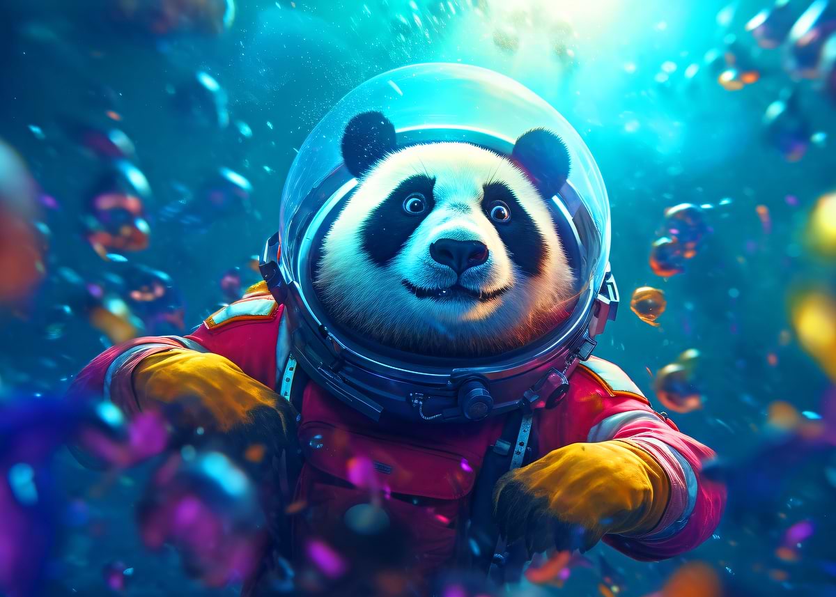 'Panda Astronaut in Space' Poster, picture, metal print, paint by ...