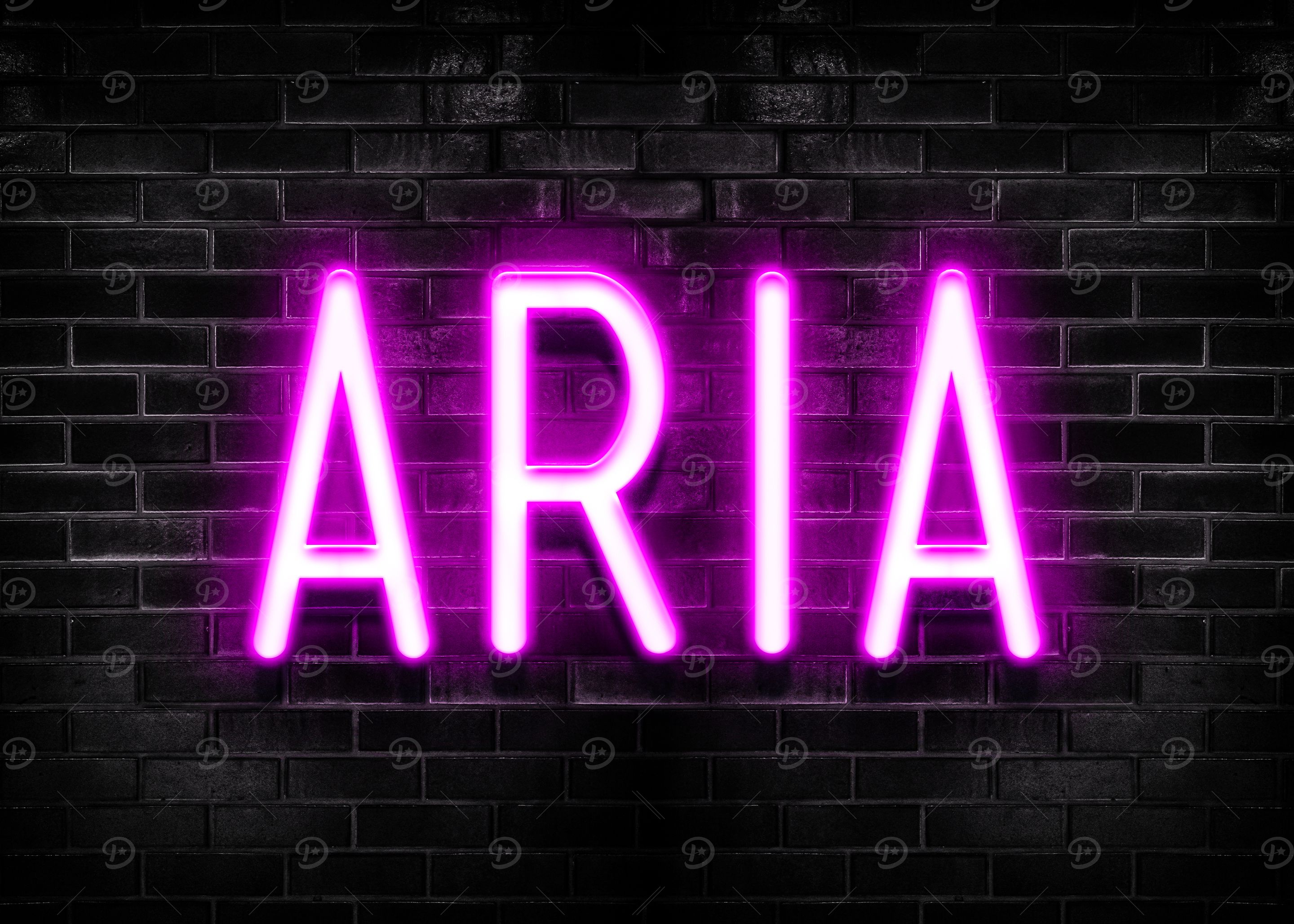 'ARIA Neon Sign on Brick Wall' Poster, picture, metal print, paint by ...