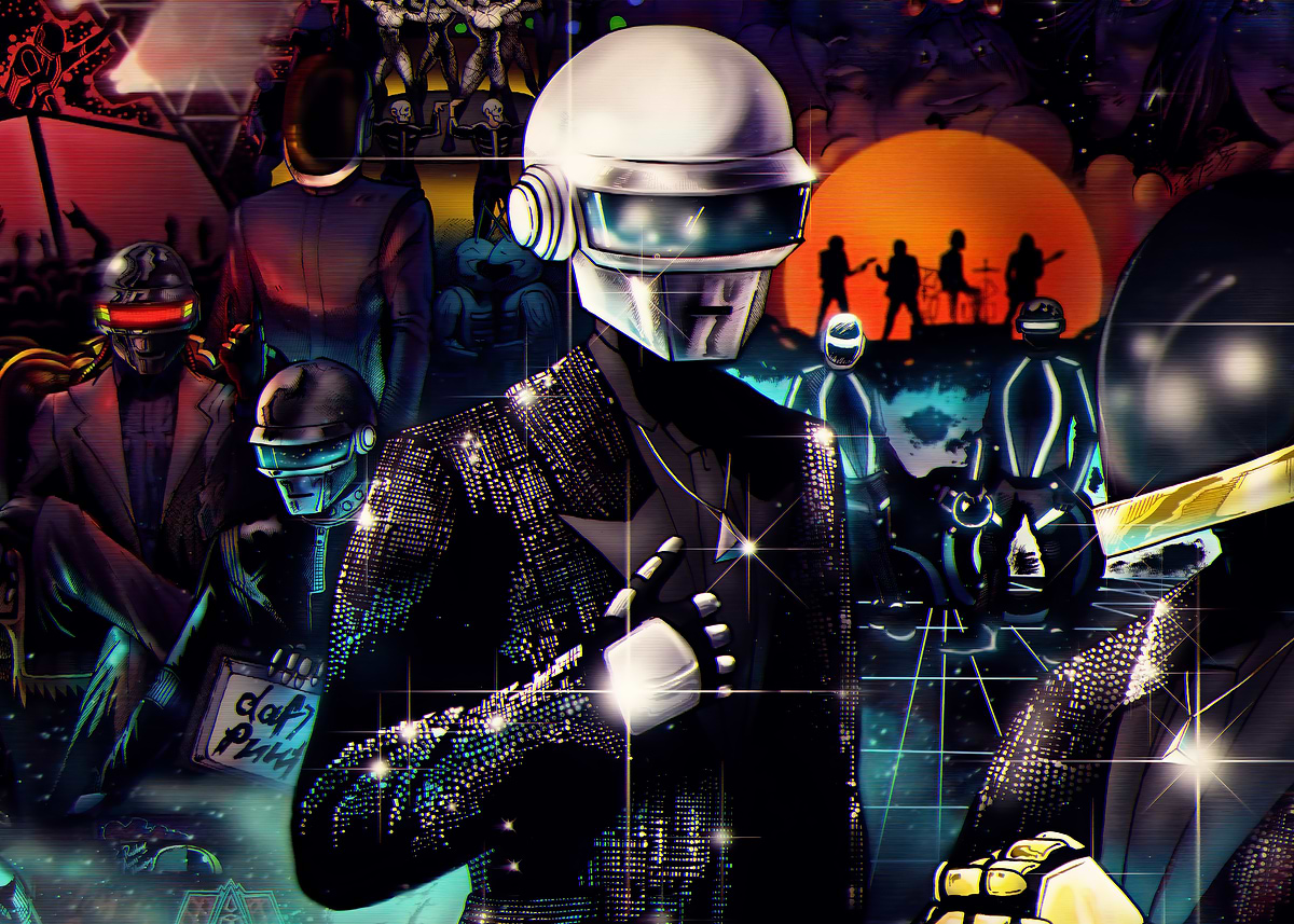 'Daft Punk Retro Digital Art' Poster, picture, metal print, paint by M ...