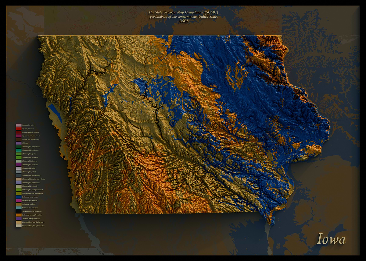 'Iowa Geological Map' Poster, picture, metal print, paint by Antoine ...