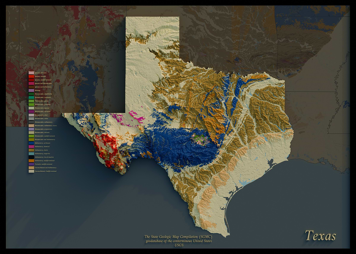 'Texas Geologic Map' Poster, picture, metal print, paint by Antoine ...