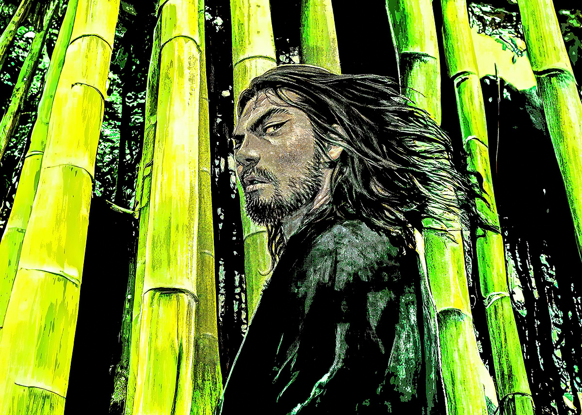 'Samurai in Bamboo Forest' Poster, picture, metal print, paint by S I N ...