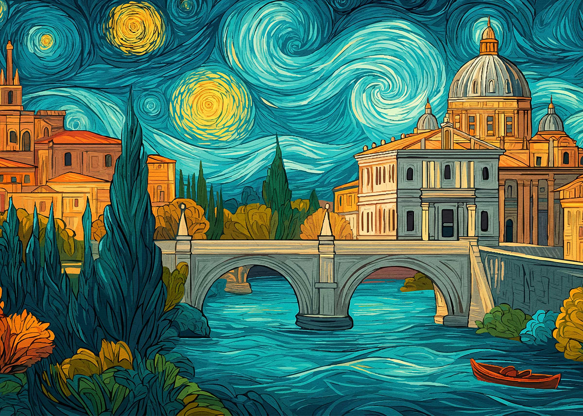 'Rome Starry Night ' Poster, picture, metal print, paint by Jane Bolton ...
