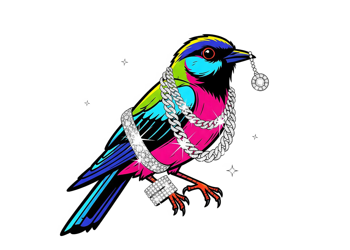 'Jeweled Bird with Bling' Poster, picture, metal print, paint by ...