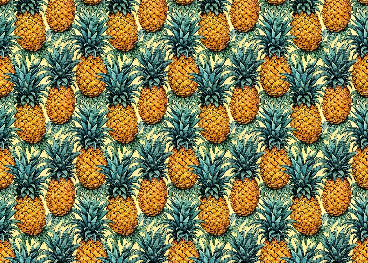 'Vibrant Tropical Pineapple Pattern' Poster, picture, metal print ...