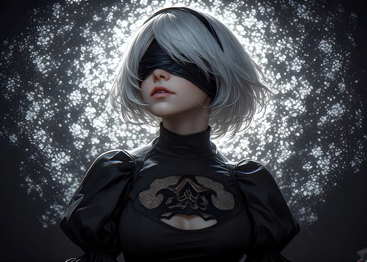 '2B Nier Automata Portrait' Poster, picture, metal print, paint by ...