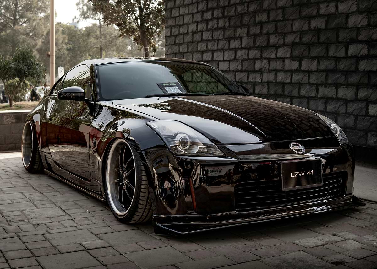 'Sleek Black Nissan 350Z Car' Poster, picture, metal print, paint by ...