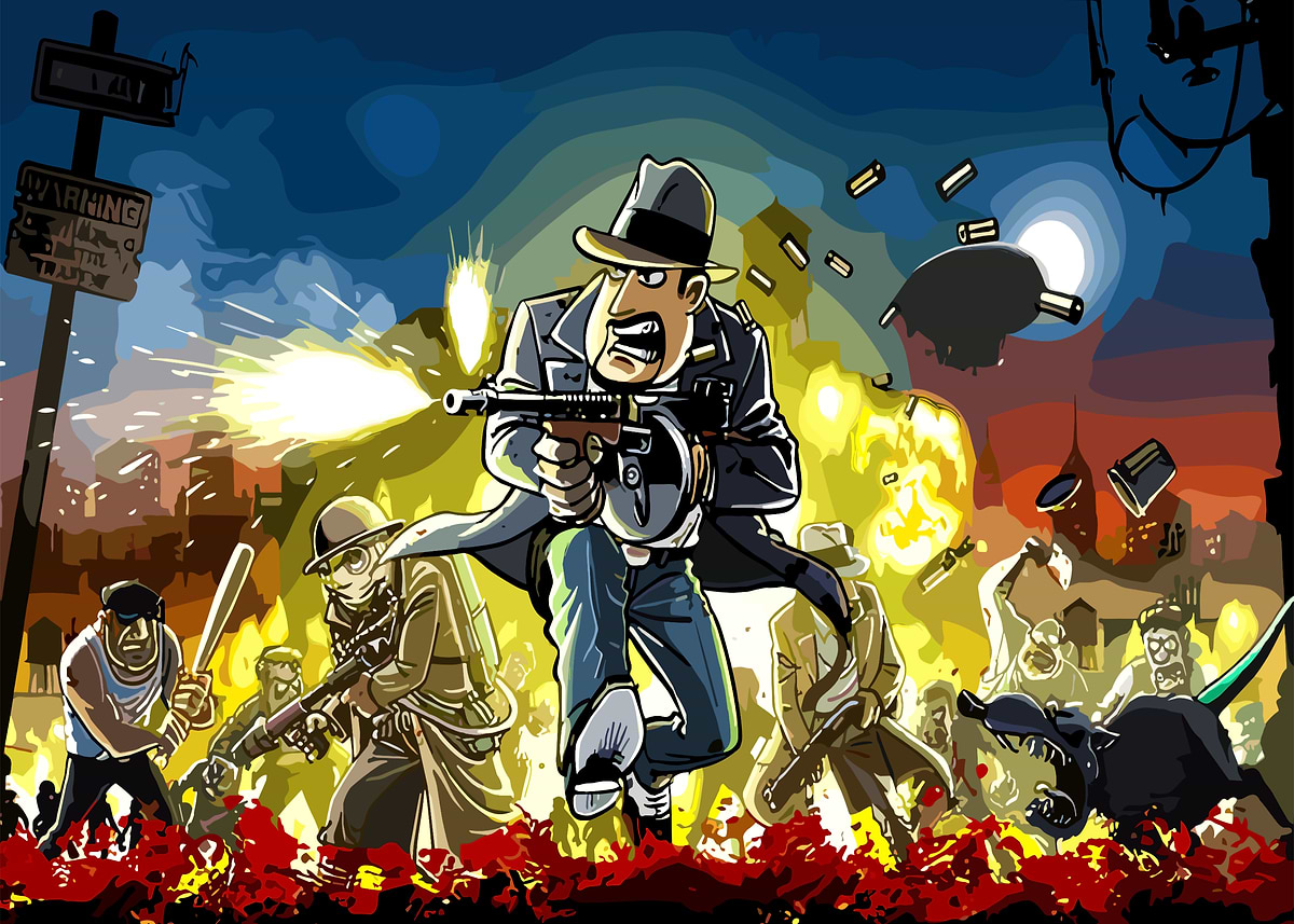 'Cartoon Guns gore & cannoli' Poster, picture, metal print, paint by ...