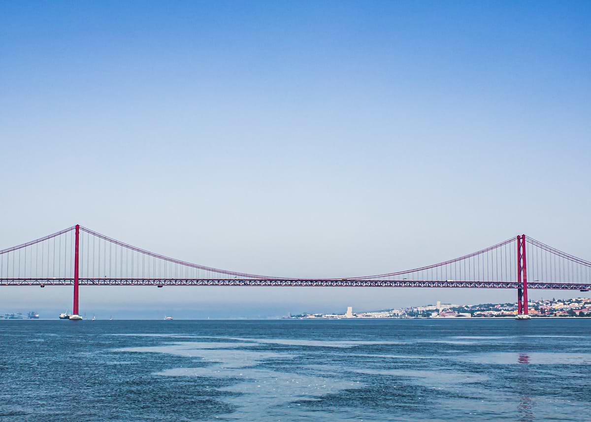 'Red Bridge over Water 2' Poster, picture, metal print, paint by ...