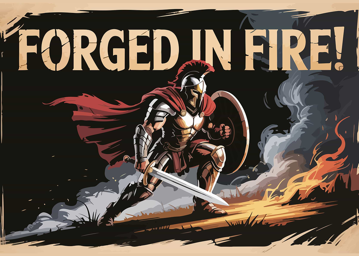 'Forged in Fire Spartan Warrior Illustration' Poster, picture, metal ...