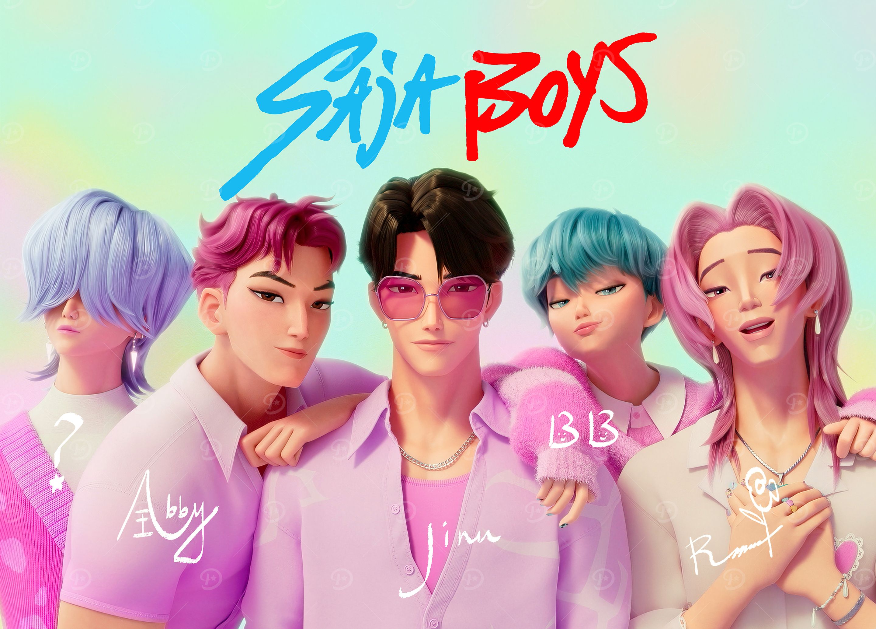 'Saja Boys Signatures' Poster, picture, metal print, paint by K-Pop ...