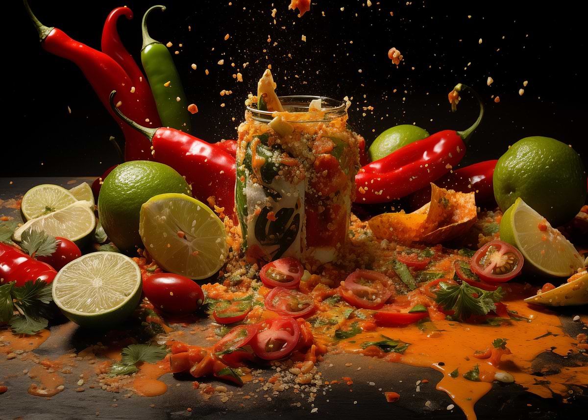 'Michelada Ingredients Still Life' Poster, picture, metal print, paint ...