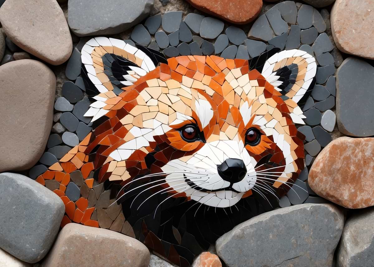 'Red Panda Mosaic Art' Poster, picture, metal print, paint by ...