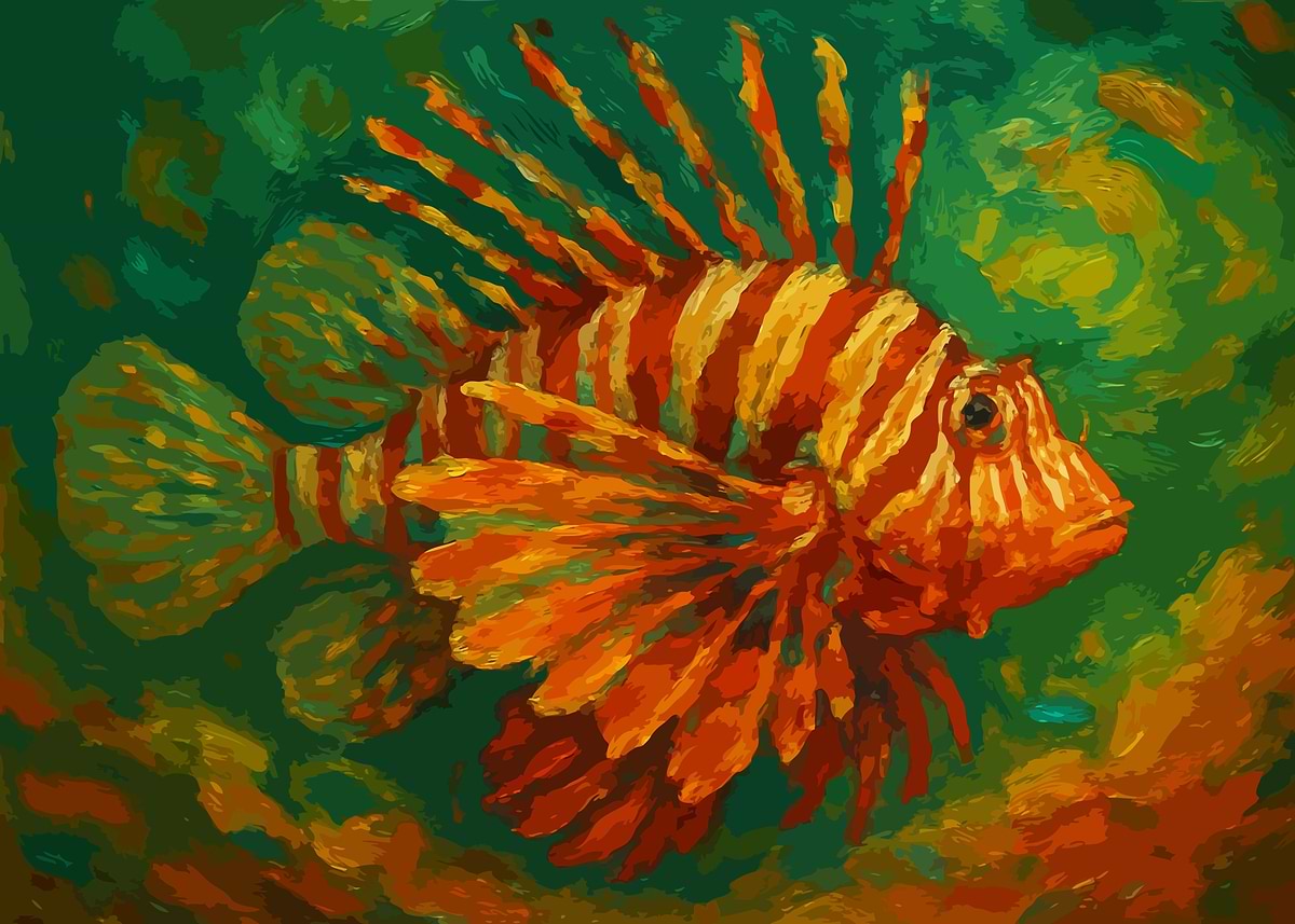 'Lionfish Painting Art' Poster, picture, metal print, paint by Toonify ...