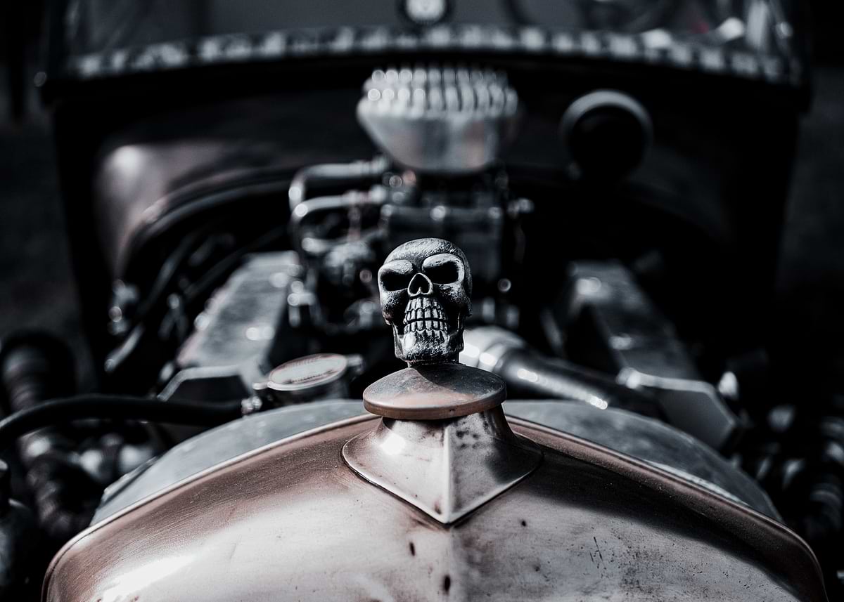 'Hot Rod Skull Hood Ornament' Poster, picture, metal print, paint by ...