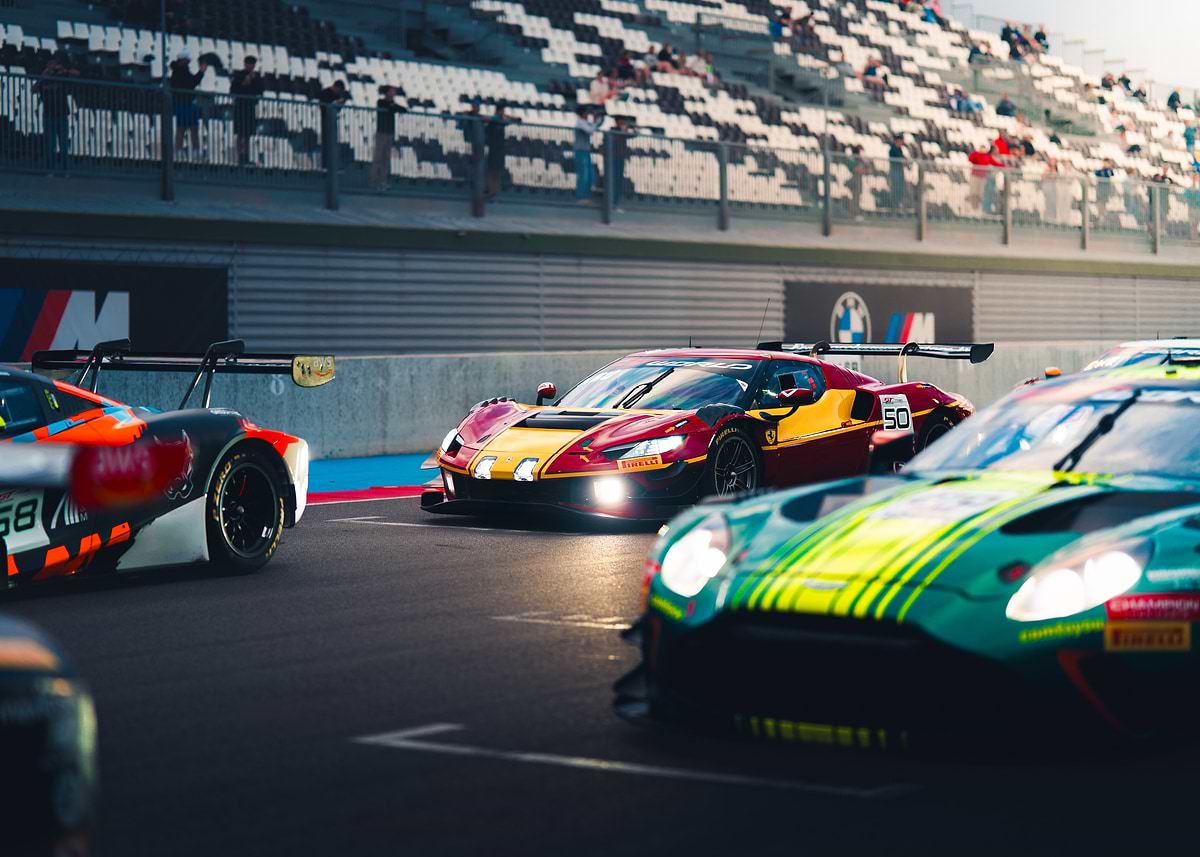 'Race Cars on the Track' Poster, picture, metal print, paint by nicolas ...