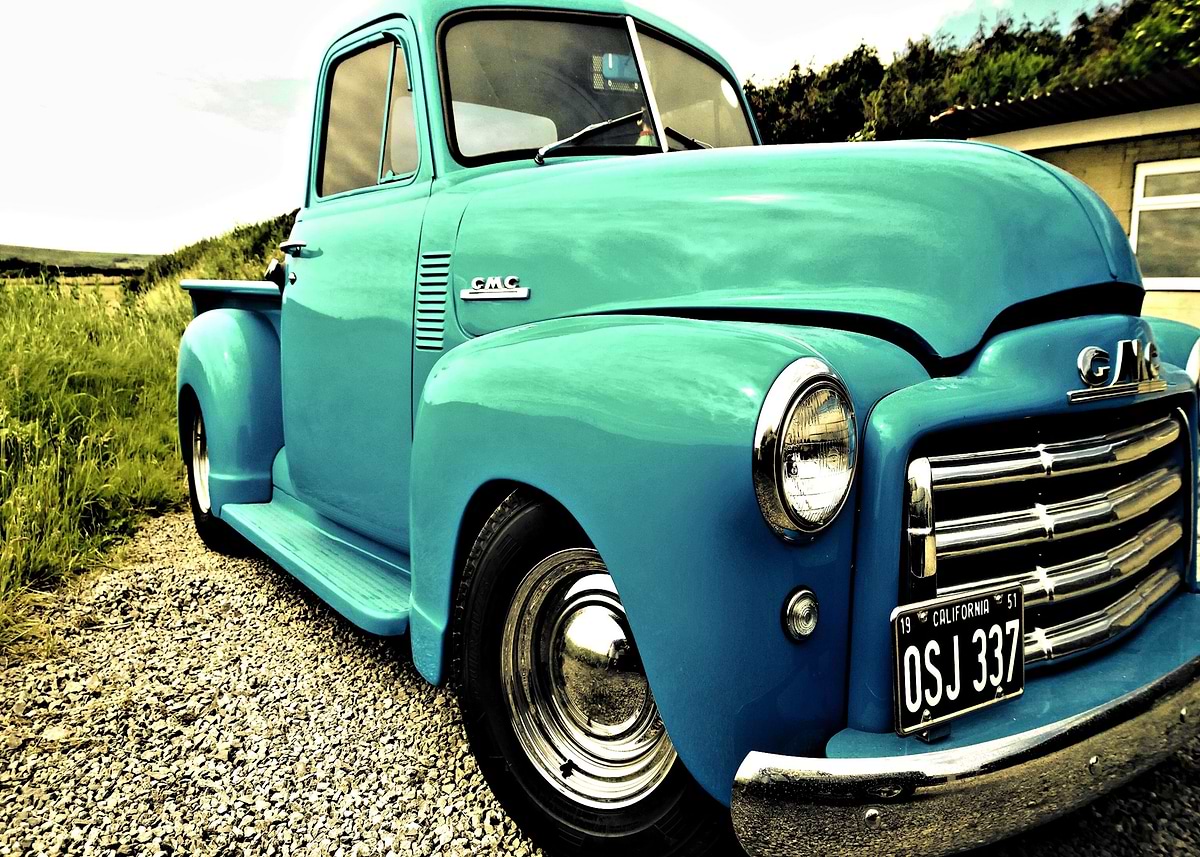 'Vintage Blue GMC Truck' Poster, picture, metal print, paint by XINXI ...