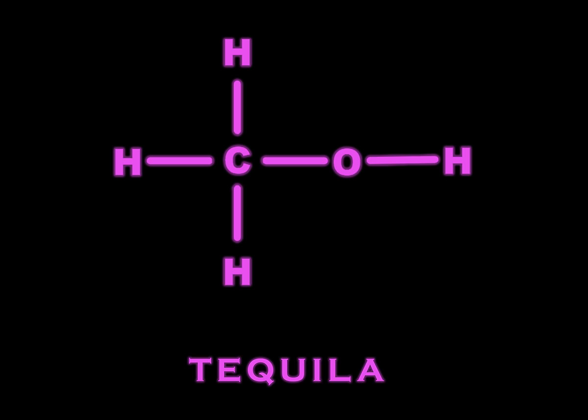 'Tequila Molecule Structure in Pink' Poster, picture, metal print ...