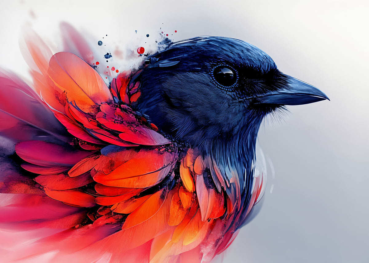 'Colorful Bird Portrait' Poster, picture, metal print, paint by ...