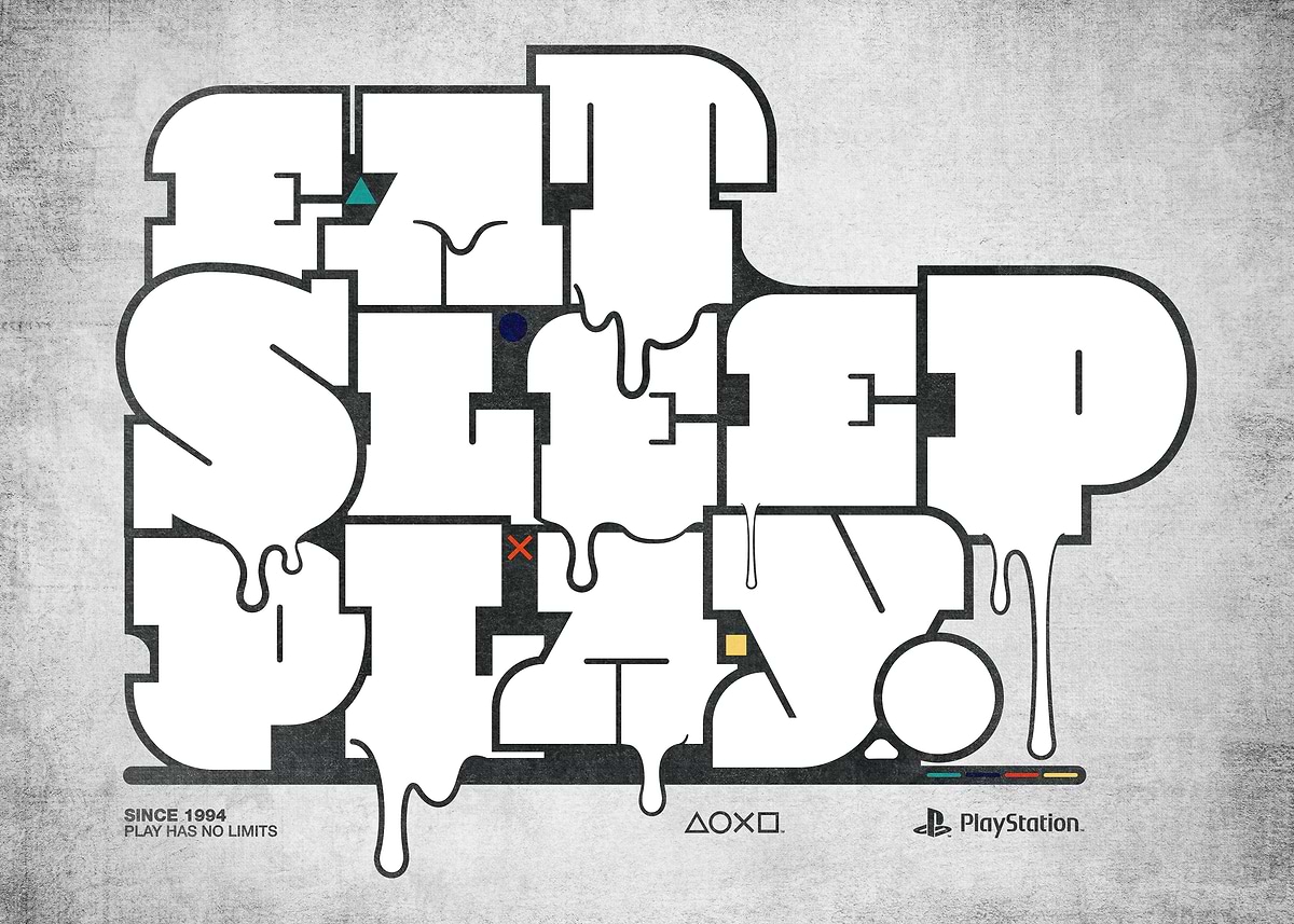 'PlayStation Graffiti: Eat Sleep Play' Poster, picture, metal print ...