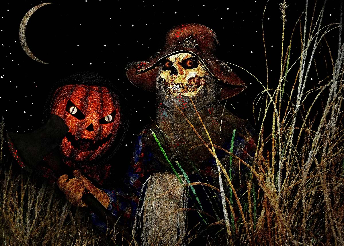 'The Scarecrow in the Pumpkin Patch' Poster, picture, metal print ...
