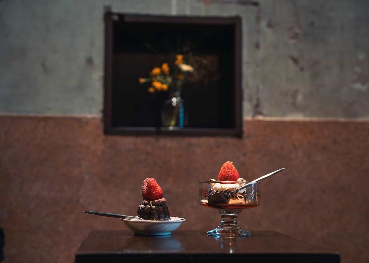 'Desserts with Strawberries Still Life' Poster, picture, metal print ...