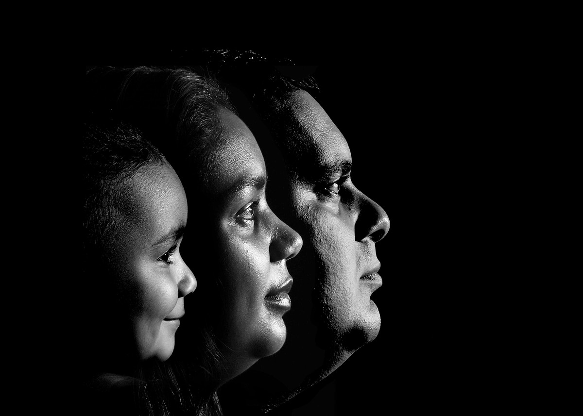 'Black and White Family Profile Portrait' Poster, picture, metal print ...