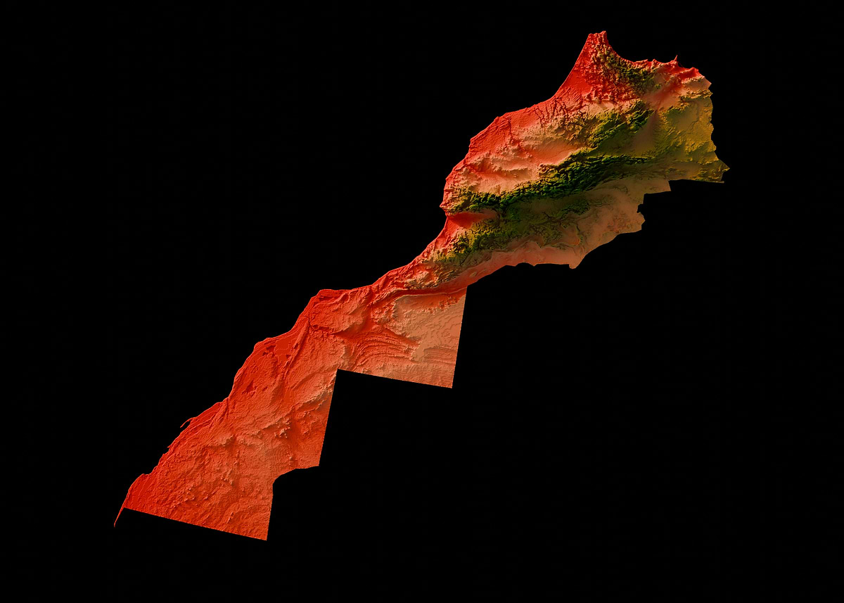 'Morocco Topographic Map' Poster, picture, metal print, paint by ...