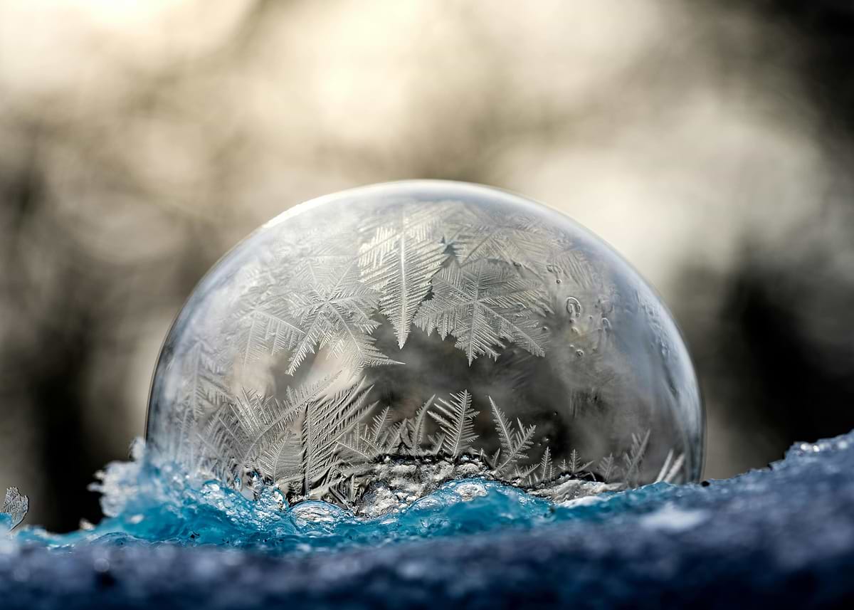 'Frozen Bubble with Snowflake Patterns' Poster, picture, metal print ...