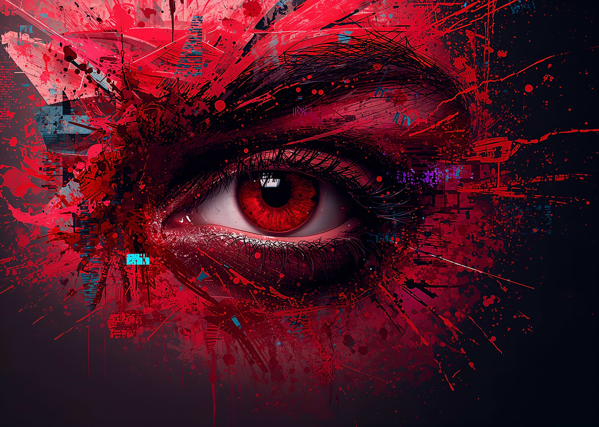 'Red Eye Abstract Digital Art' Poster, picture, metal print, paint by ...