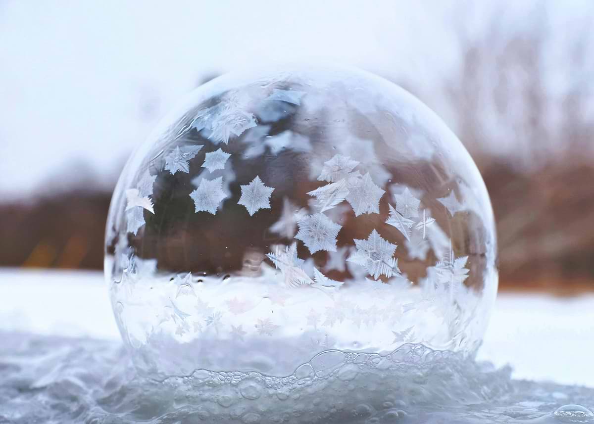 'Frozen Bubble with Snowflake Patterns' Poster, picture, metal print ...