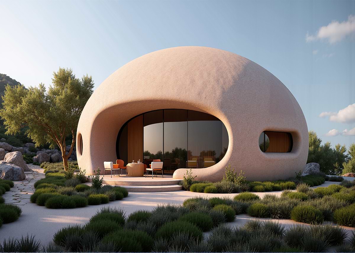 'Modern Dome House Exterior Design' Poster, picture, metal print, paint ...