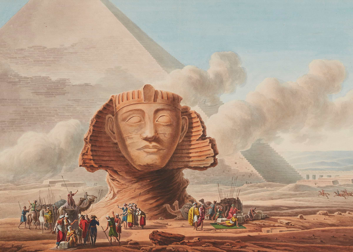 'Egyptian Sphinx and Pyramids Painting' Poster, picture, metal print ...